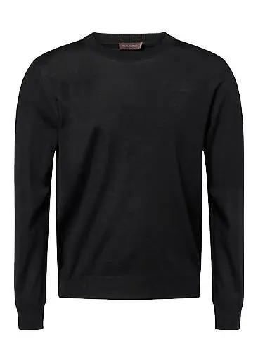OSCAR JACOBSON Miguel Round-neck Wool Jumper - Black Tile