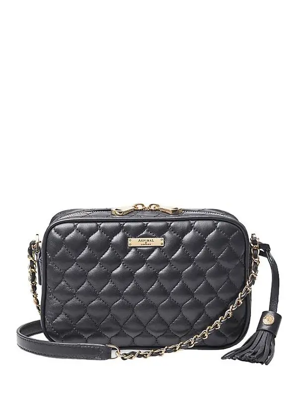 ASPINAL OF LONDON Alice Quilted Leather Cross-body Bag - Navy