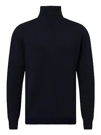 Sunspel Roll-neck Lambswool Jumper - Dark Navy Mouline