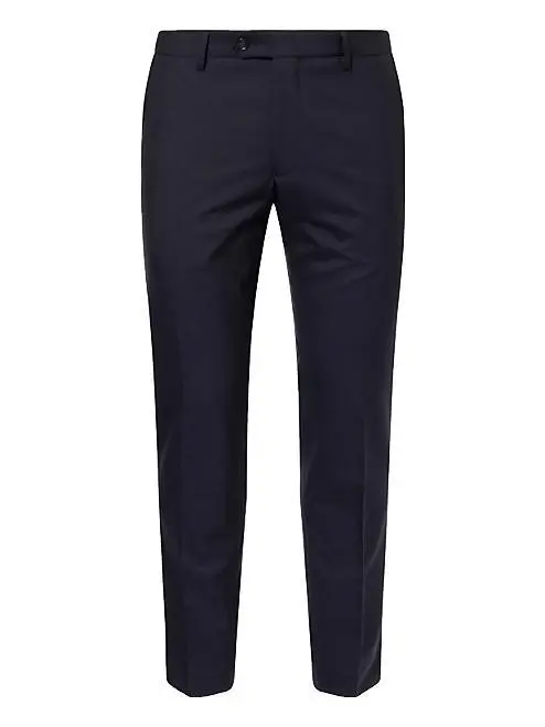 OSCAR JACOBSON Regular-fit Microstructure Wool Trousers - Navy