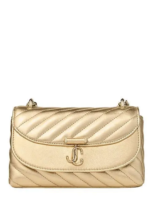 JIMMY CHOO Quilted Metallic-leather Cross Body Bag - Gold