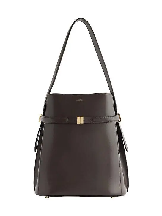 TOTEME Belted Leather Bucket Bag - Bark