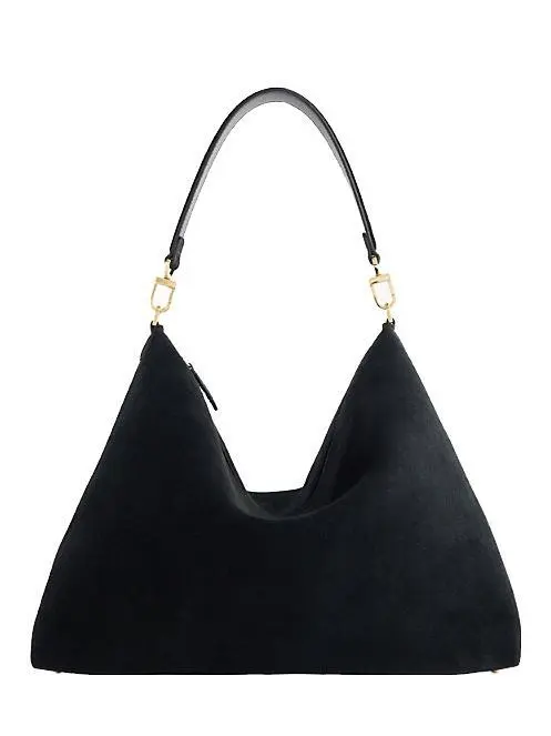 TOTEME Bevel Medium Suede Tote Bag - Black