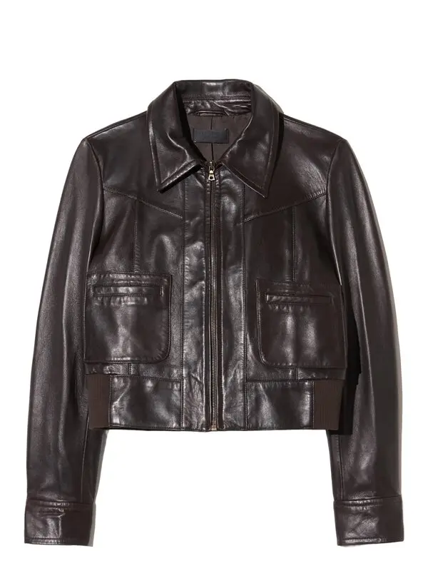 NILI LOTAN Leather Charly Jacket - Espresso