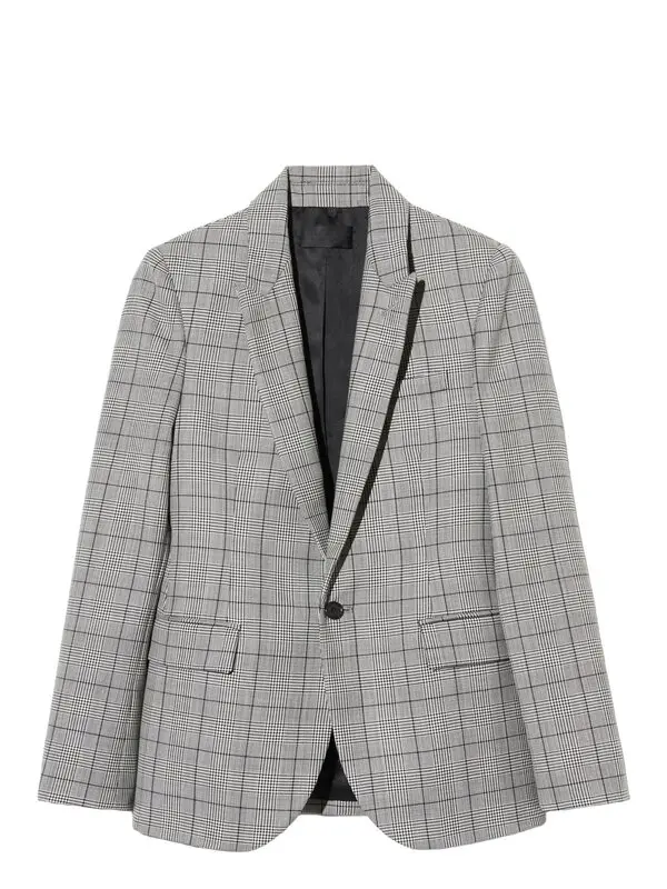 NILI LOTAN Anabel Tailored Wool Blazer - Black Plaid