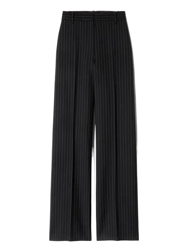 NILI LOTAN Rivers Wool Pant - Black Pinstripe
