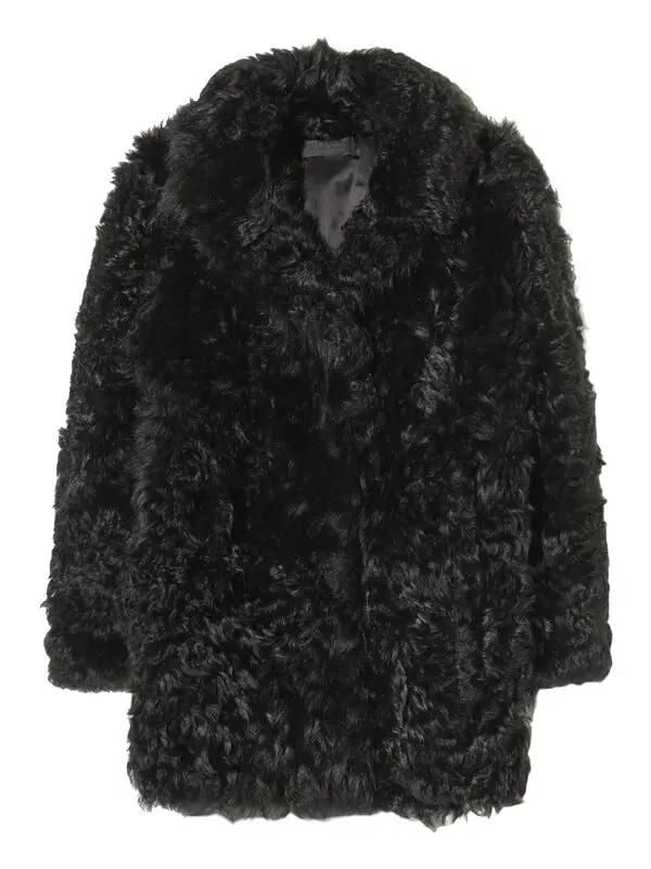 NILI LOTAN Josie Shearling Coat - Black