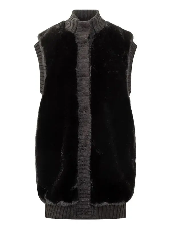 Pinko Vest With Faux Fur Inserts - Black