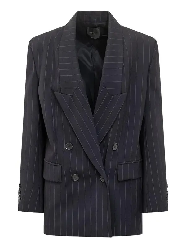 Pinko Double-breasted Pinstripe Blazer - Blue