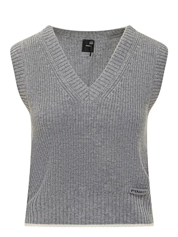 Pinko Knit V-neck Gilet - Grey