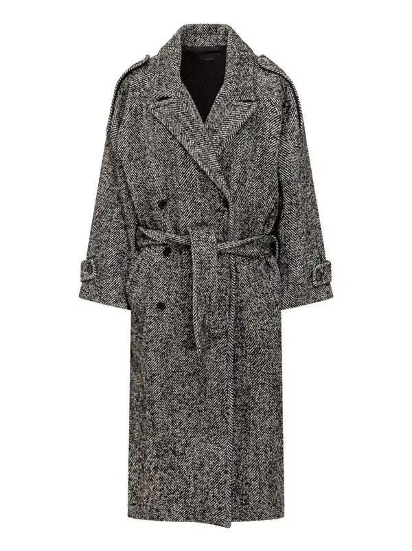 Pinko Chevron Wool Coat - Black