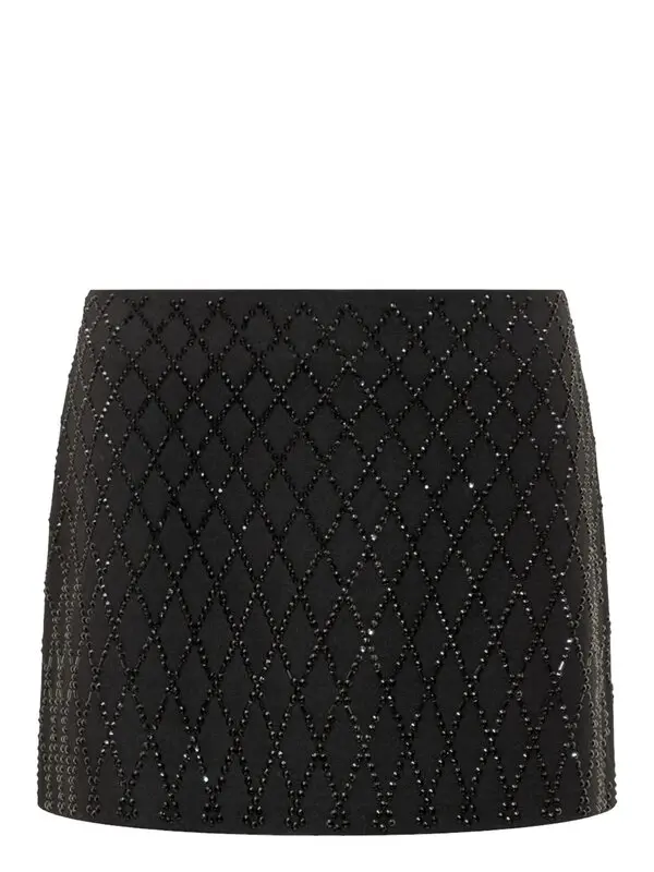 Pinko Geometric Rhinestone Embellished Miniskirt - Black