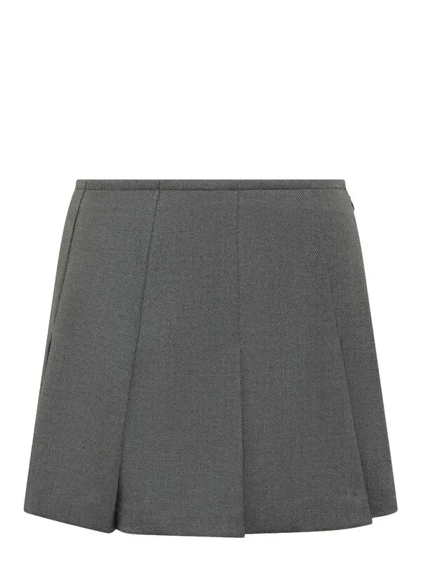 Pinko Wool Pleated Miniskirt - Grey