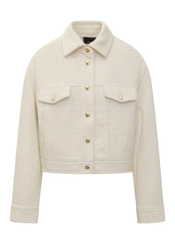 Pinko Tweed Jacket With Gold Buttons - White