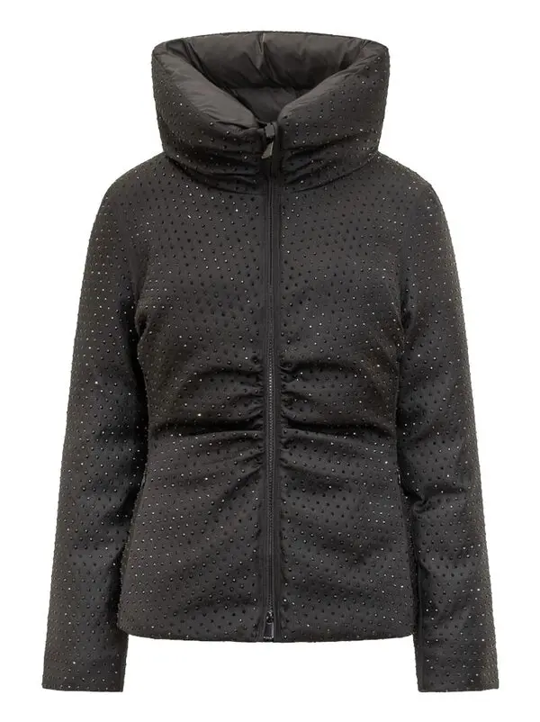 Pinko Nita Padded Down Jacket With Rhinestones - Black