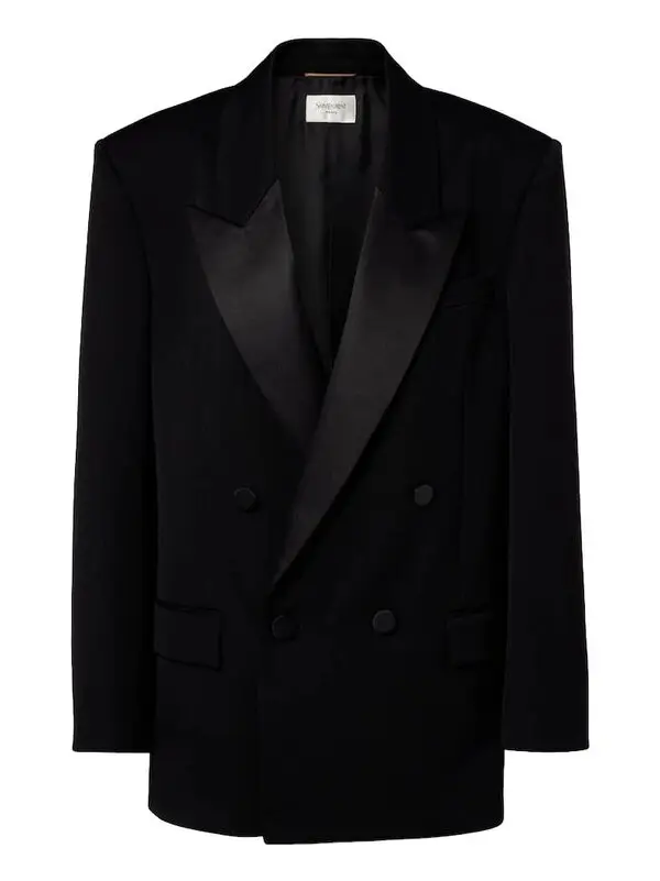 Saint Laurent Double-breasted Wool Blazer - Black