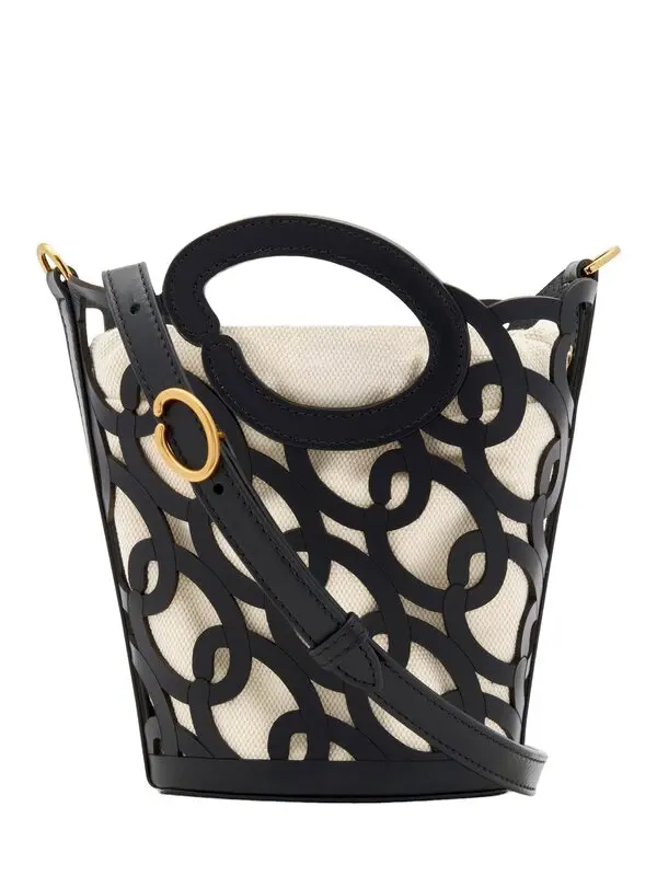 Oscar De La Renta Chain-link Leather Mini Tote - Black