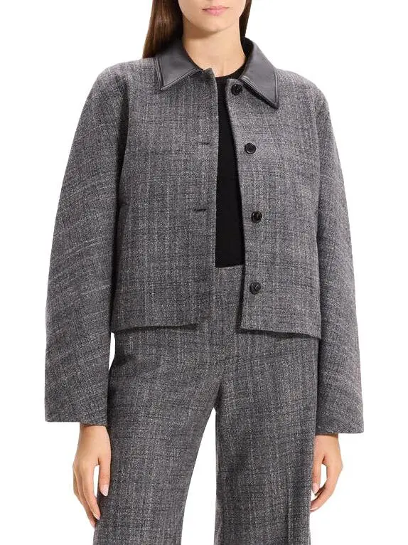 Theory Curve Crosshatch Virgin Wool Blend Jacket - Charcoal Multi