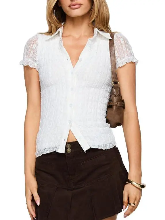 Princess Polly Melaniya Lace Button Up Top - White