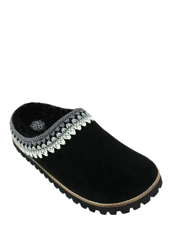 THE SAK Bolinas Suede Clogs - Black Shearling
