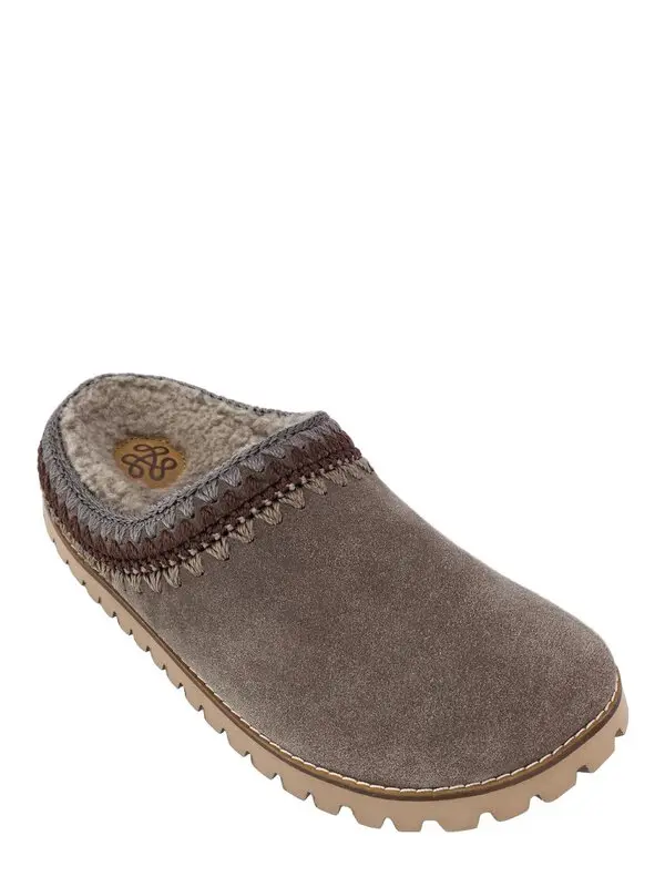 THE SAK Bolinas Suede Clogs - Mushroom Shearling