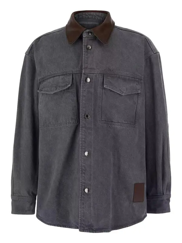 WOOYOUNGMI Pointed Collar Patch Pocket Shirt - Grey