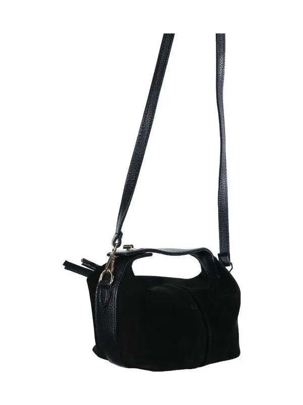 FOREVER & ALWAYS SHOES Island Shoulder Bag - Black Suede