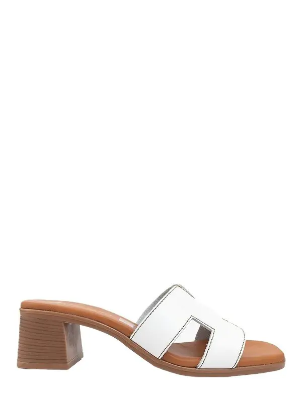 MENINA STEP Sorrento Leather Medium Heel Sandal - White