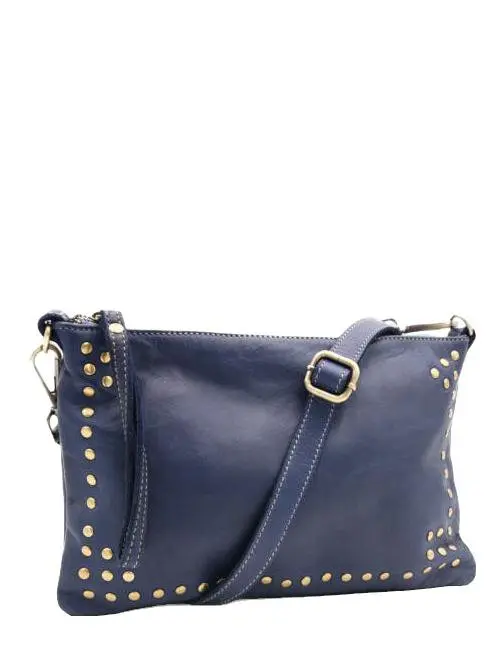 BOLSA NOVA Studded Leather Clutch - Navy