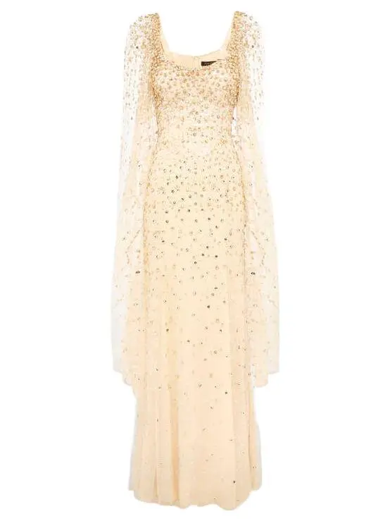 Jenny Packham Angel Wing Embellished Gown - Sandy Beach