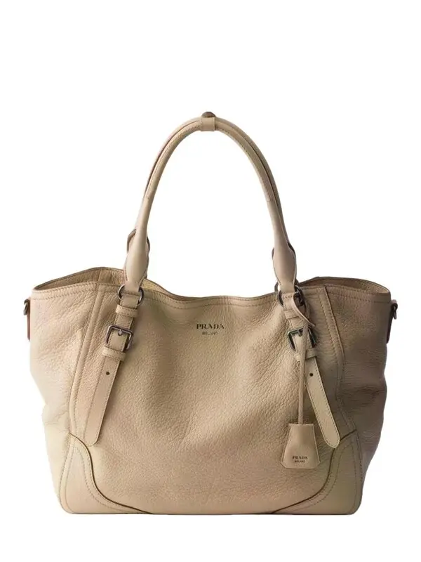 Prada Leather Tote Bag - Neutrals