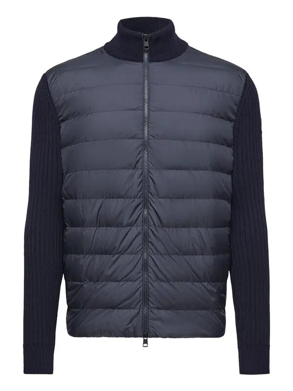 Moncler Padded Wool Zip-up Cardigan - Blue
