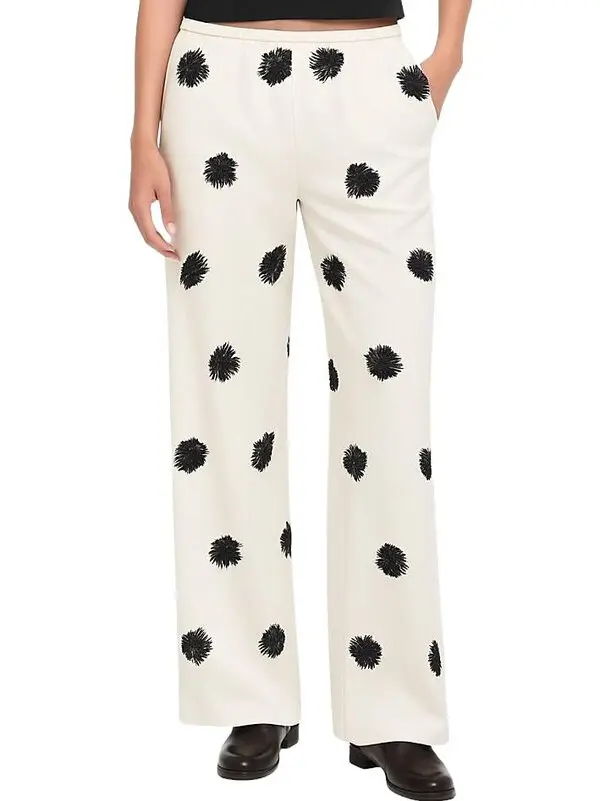 NOCTURNE Embellished Bootcut Pants - Open White