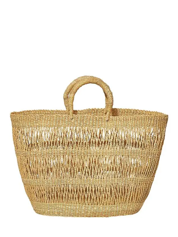 INDEGO AFRICA Large Open Weave Bolga Tote Bag - Natural