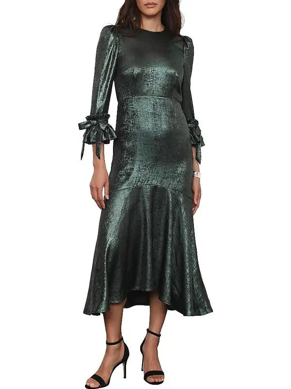 Mint Velvet Metallic Midi Dress - Green