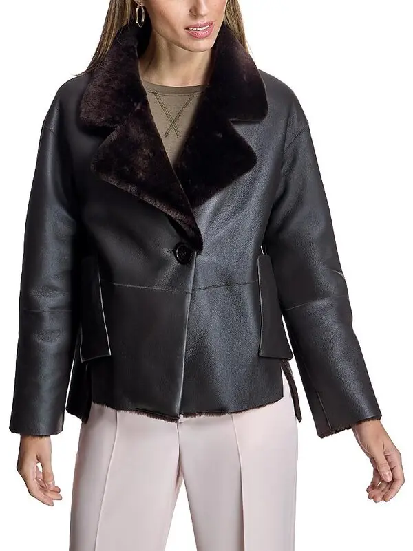 MAXIMILIAN Shearling Lamb Jacket - Brown