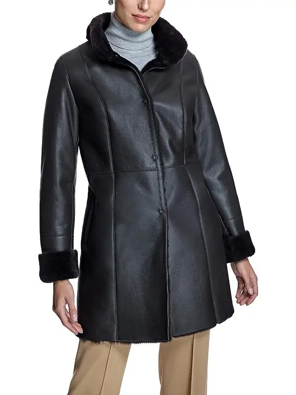 MAXIMILIAN Nappa Shearling Coat - Brown Nappa