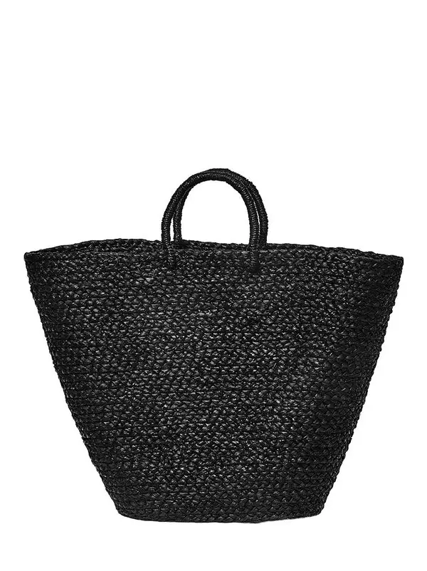 INDEGO AFRICA Braided Raffia Tote Bag - Black