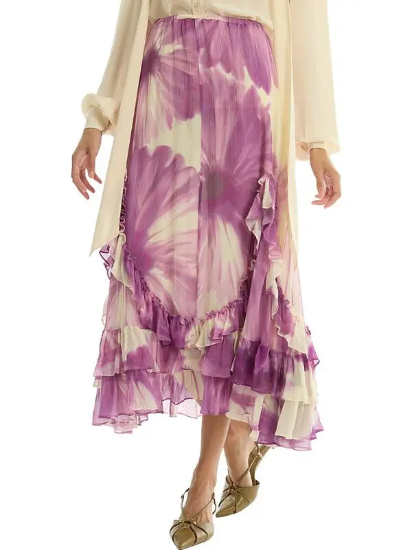 SECRET PON-PON Floral Print Silk Chiffon Skirt - Maeve Floral
