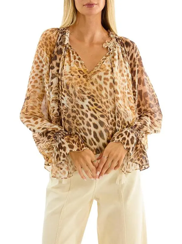 SECRET PON-PON Cambria Leopard Print Blouse - Brown Leopard