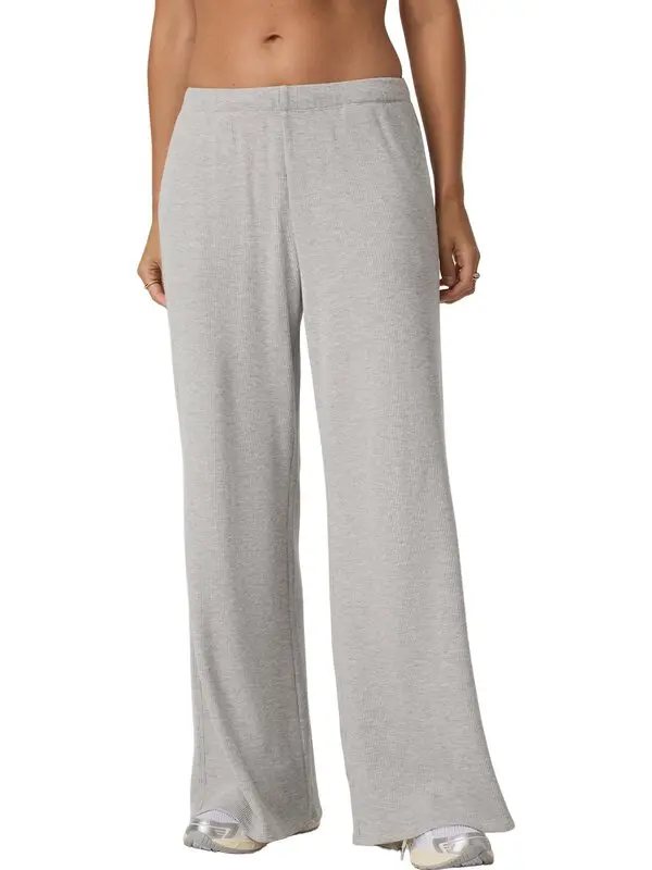 Vuori Waffle Wideleg Pants - Light Heather Grey