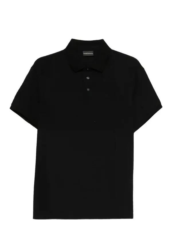 Emporio Armani Logo-jacquard Polo Shirt - Black