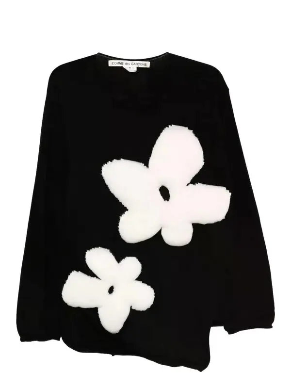 Comme Des Garçons Stuffed-flower Jumper - Black