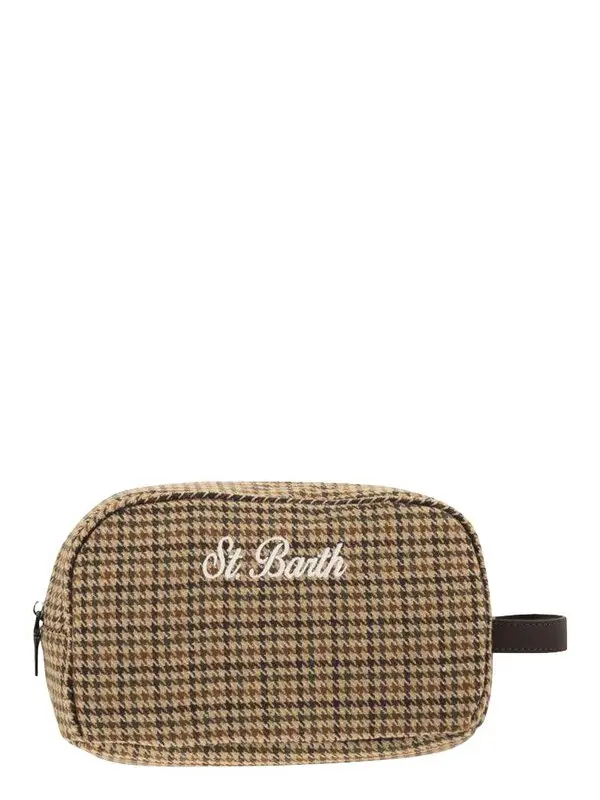 MC2 SAINT BARTH Houndstooth Wool Blend Beauty Case - Brown