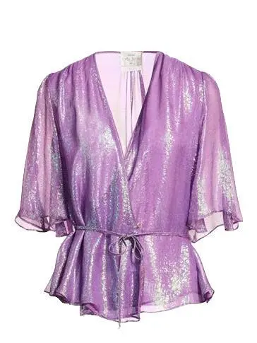 FORTE_FORTE Lamé Wrap Top - Purple