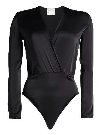 FORTE_FORTE Satin Bodysuit - Black