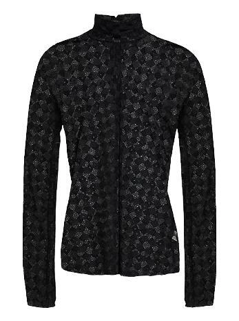 FORTE_FORTE Lace Turtleneck Long Sleeve Top - Black