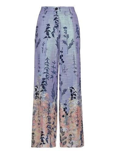 FORTE_FORTE Wide-leg Floral Print Metallic Jacquard Pants - Lilac