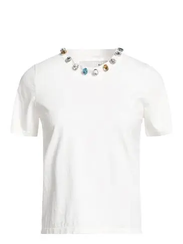 FORTE_FORTE Cotton T-shirt With Crystals - White