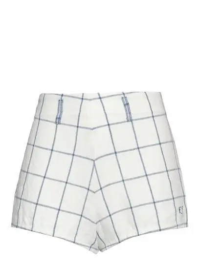 FORTE_FORTE Checked Linen Shorts - White